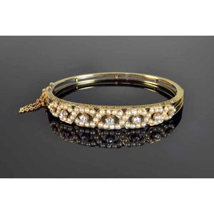 Victorian Diamond & Seed Pearl Bangle - Bracelets/Bangles - Jewellery