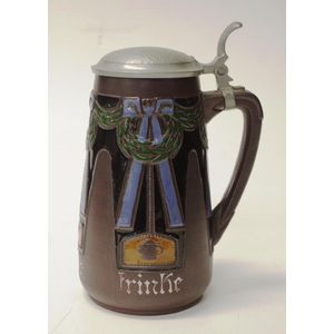 German stoneware beer stein with pewter lid - traditional design ...