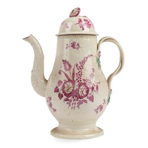 Hand-Painted Leeds Pottery Creamware Coffee Pot, Floral Sprays, 1780 ...