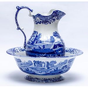 Spode "Blue Italian" Water Jug and Bowl, English, circa 1980 - Spode ...