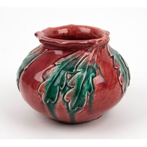 Burgundy and Green Glazed Pottery Vase by Edith White - Harvey School ...