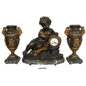 Early 20th Century French Garniture Clock Set with Cupid - Clocks ...