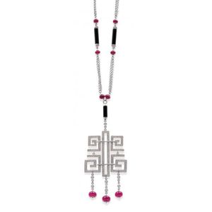Ruby, Diamond & Onyx Pendant Necklace - Necklace/Chain - Jewellery