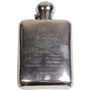 Victorian Sterling Silver Hip Flask with Engraved Trophy Details ...