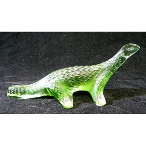 Lalique Green Glass Salamander Sculpture - French - Glass