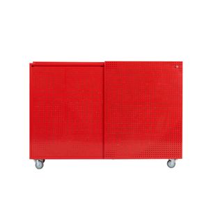 Perforated Red Steel Linea Cabinet with Acoustic Sliding Doors ...