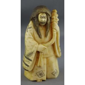 Revolving Face Ivory Man Figure from 1920 Japan - Ivory - Oriental