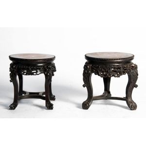 Pair of Japanese Marble Low Tables, 38-39cm High - Furniture - Oriental