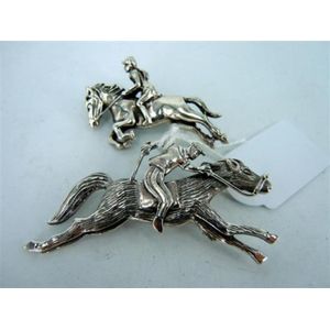 Equestrian Brooch Set: Polo Player and Jumping Horse Rider - Brooches ...