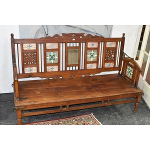 Rare Anglo-Indian Railway Bench with Reversible Tiled Back - Seating ...
