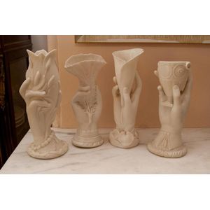 Unmarked 19th century parian ware vases, plaques and sundries - price ...
