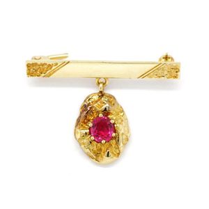 18ct Gold Ruby Pendant/Brooch with GSL Certificate - Brooches - Jewellery