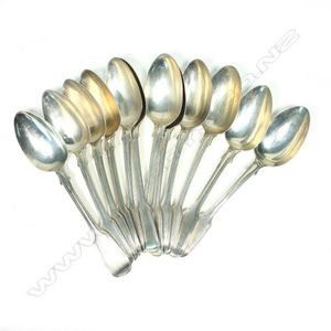 Set of 12 Fiddle and Thread Silver Spoons, c.1840 - Flatware/Cutlery ...