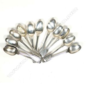 Antique fiddle and thread pattern sterling silver cutlery / flatware ...