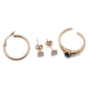 Gold Stud Earrings and Stone Set Ring Collection - Earrings - Jewellery