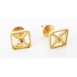 A pair of 22ct gold ear studs, screw post fittings, Asian… - Earrings ...
