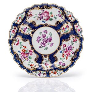 Worcester Blue Scale and Gilt Floral Decorated Plate, circa 1770 ...