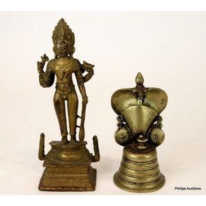 Indian Shiva-Bhairava Bronze and Naga Brass Altar Ornament Set - Brass ...