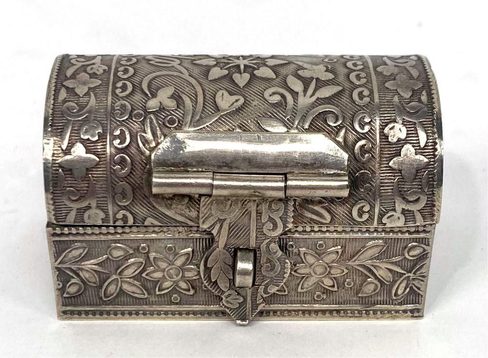 Sterling Silver Trinket Box with Ornate Floral Decoration, 925 - Boxes ...