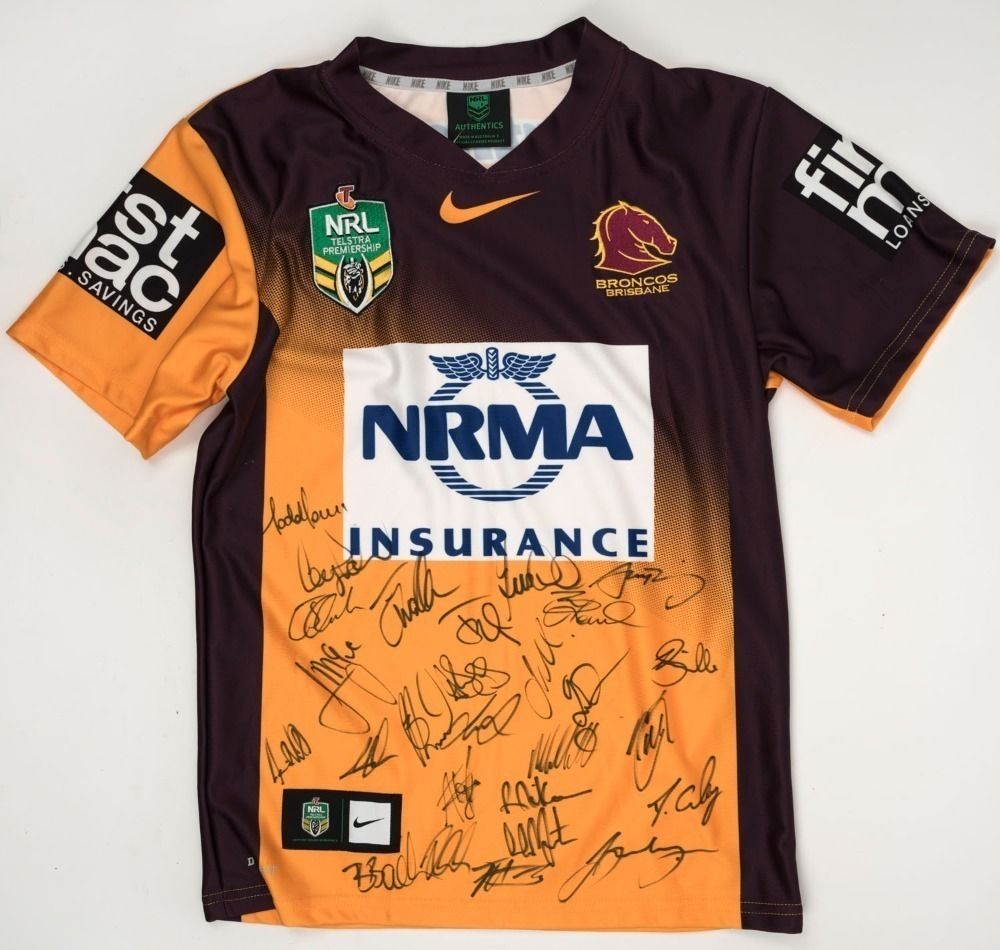 Signed Brisbane Broncos jersey with numerous player autographs ...