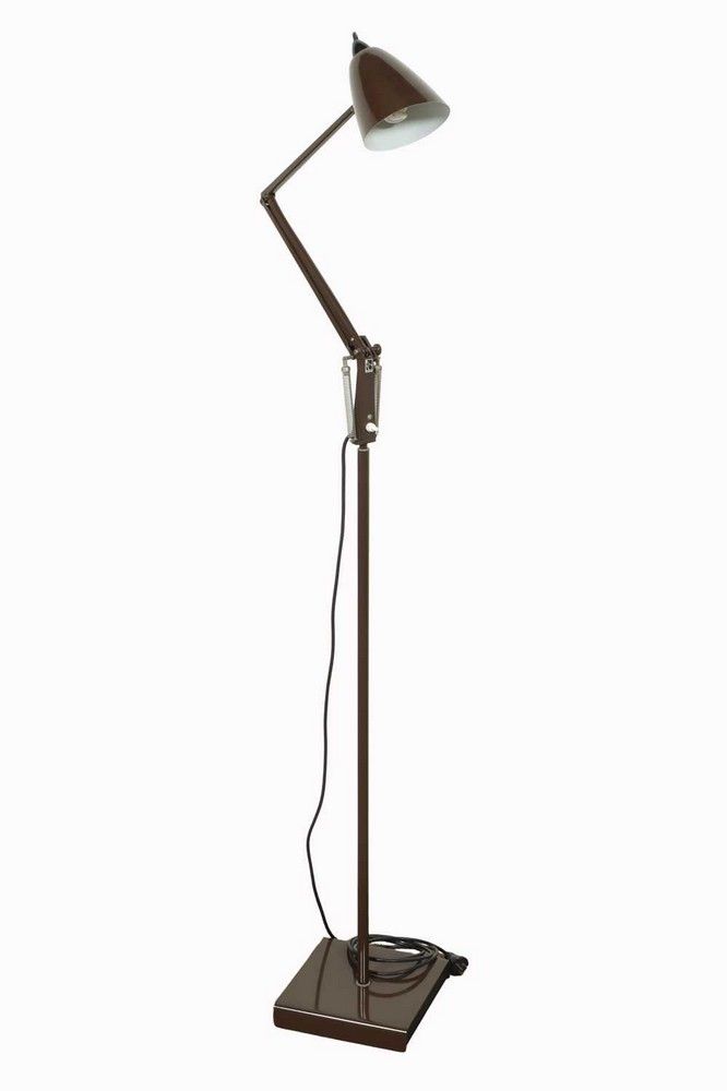 Brown Articulated Studio Lamp with Conical Shade and Weighted Base ...