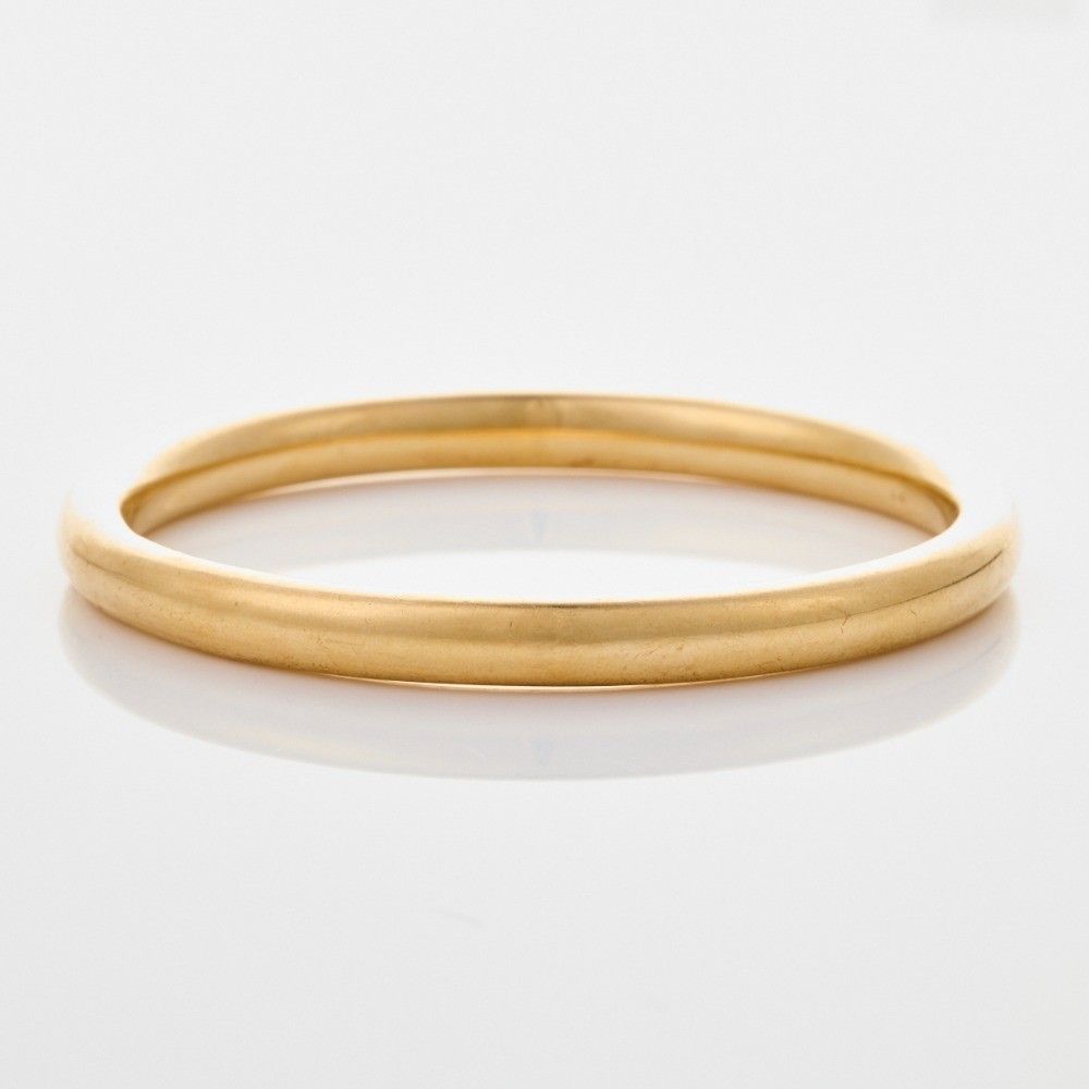9ct Yellow Gold Round Hollow Bangle, 6.2mm Diameter, 20.6g - Bracelets ...