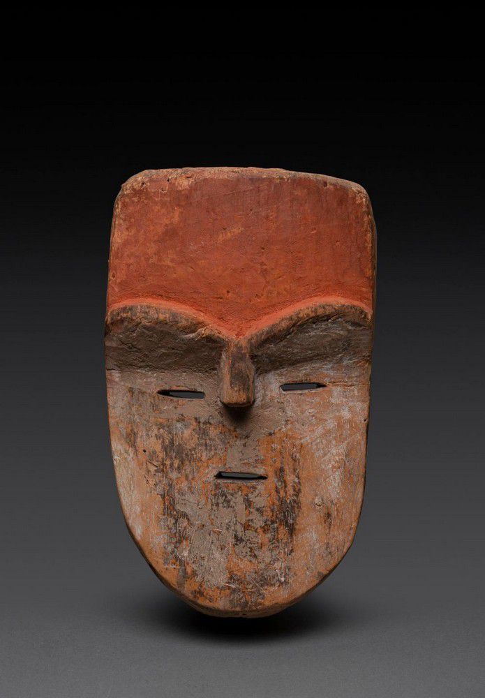Adouma Gabonese Wood Mask with Orange Forehead - African - Tribal