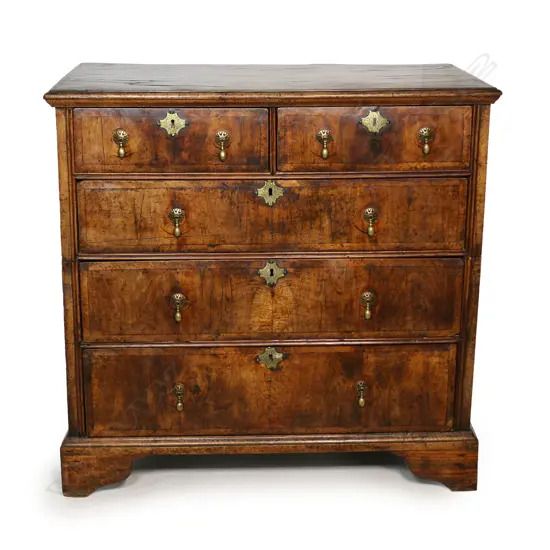 George II walnut split chest with bracket feet, brass handles - Chests ...