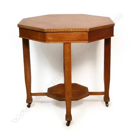 Octagonal Inlaid Games Table with New Zealand Woods and Drawer - Tables ...