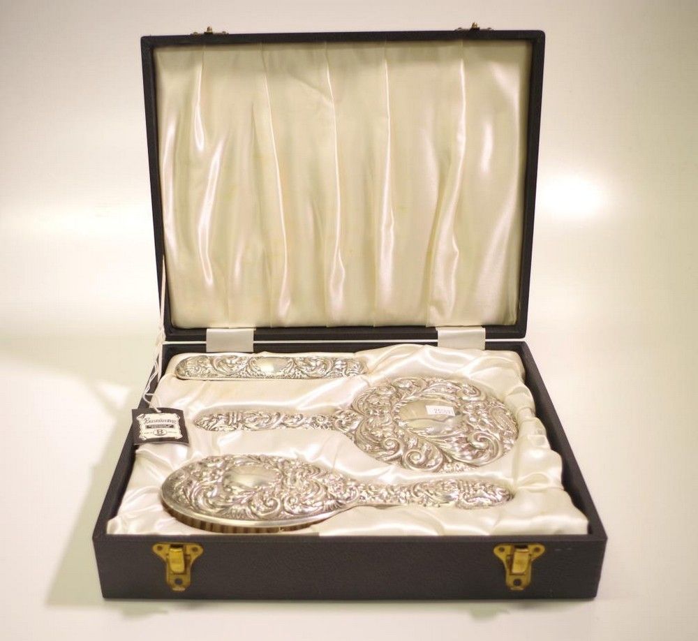 Silver Three-Piece Dressing Table Set - Elegant and Timeless Design ...