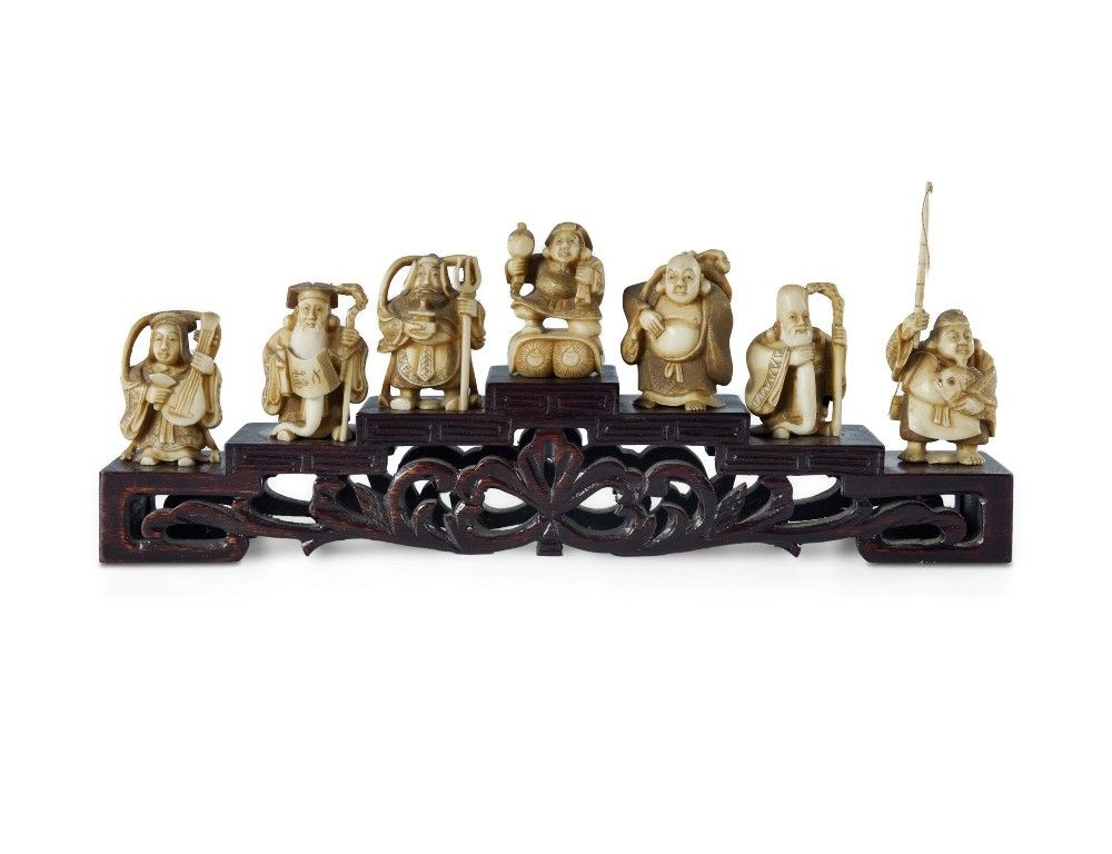 Japanese Netsuke Set: Seven Gods of Good Fortune Collection - Netsuke ...