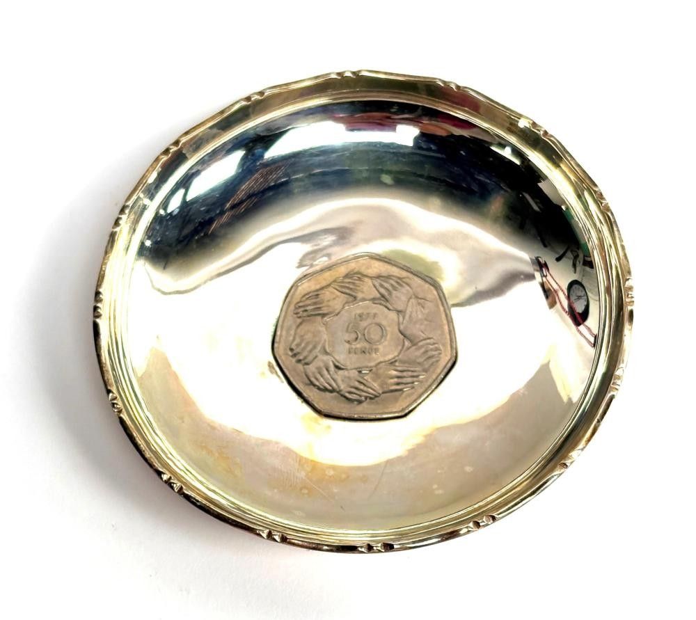 1973 Sterling Silver Dish with Inset 50 Pence Coin - Bowls, Comports ...