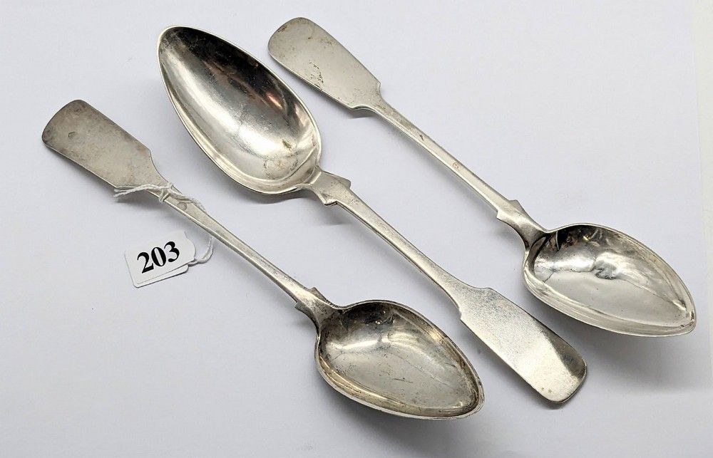 19th Century German Silver Spoons: Set of Three Tablespoons, 155g ...
