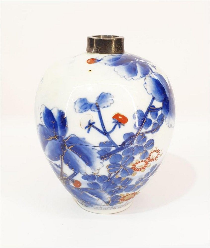 Nabeshima Vase with Silver Collar and Floral Design, 18th Century ...
