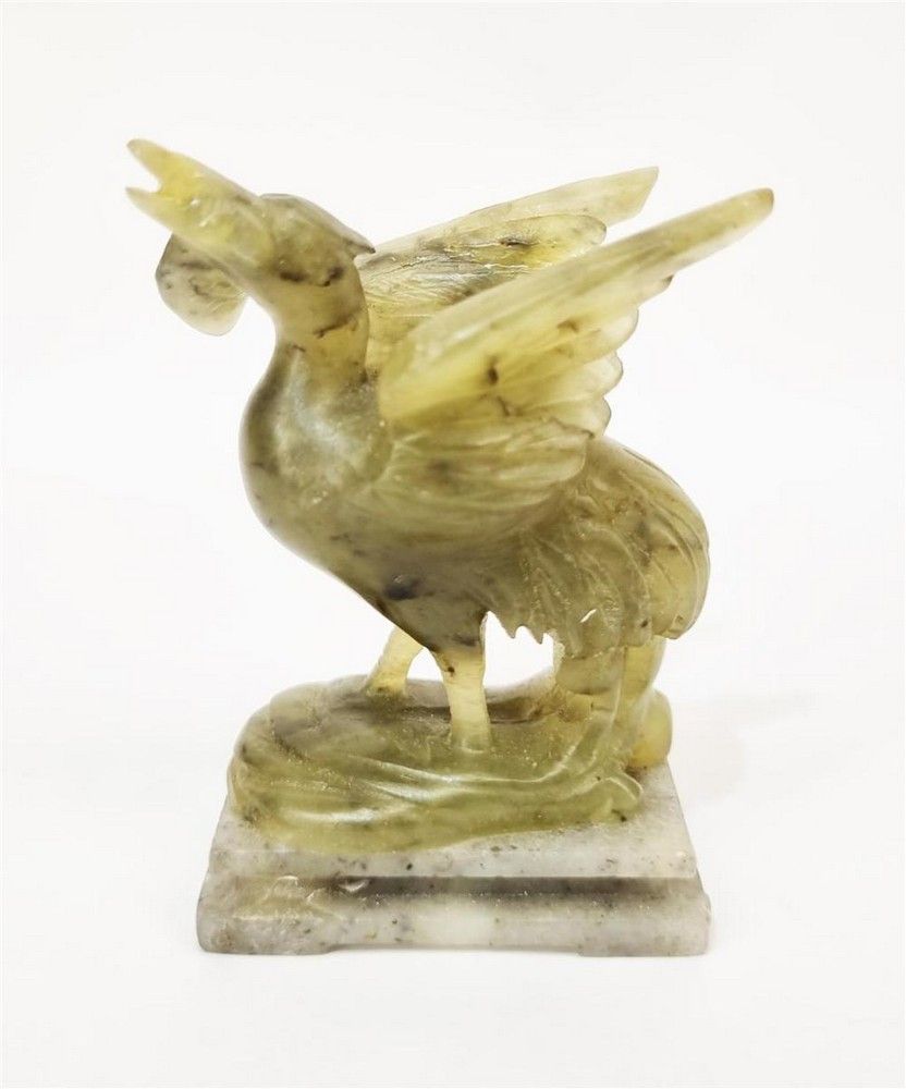 Jadeite Phoenix with Fish: Chinese Carved Beauty - Jade - Oriental