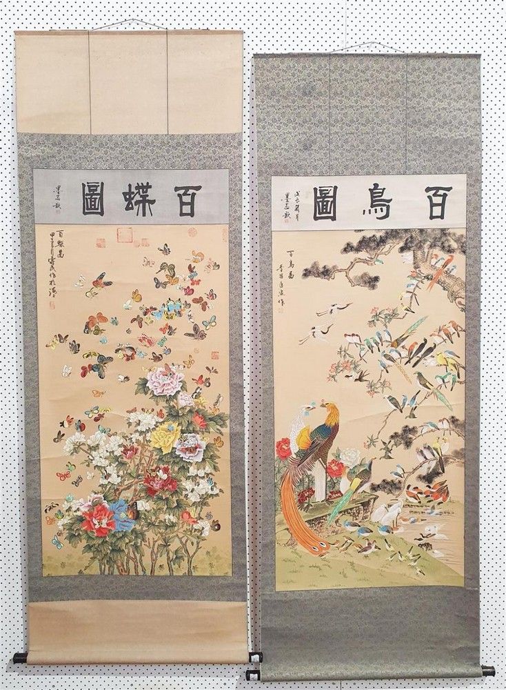 Chinese Silk Scrolls: Butterflies and Birds Among Flowers - Zother ...