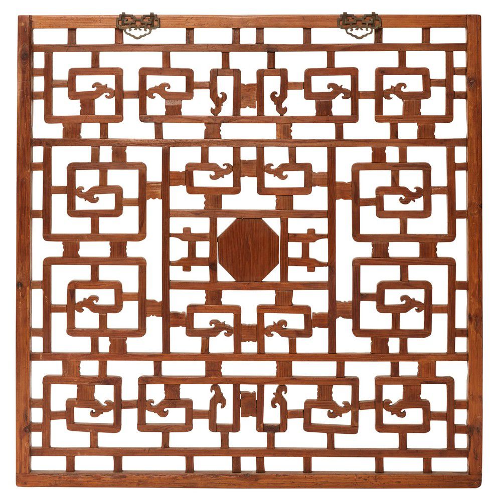 Qing Dynasty Chinese Window Lattice with Tangram Panel - Zother - Oriental