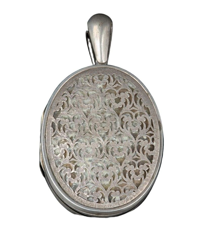 Victorian Silver Locket with Foliate Design and Engraved Initials ...