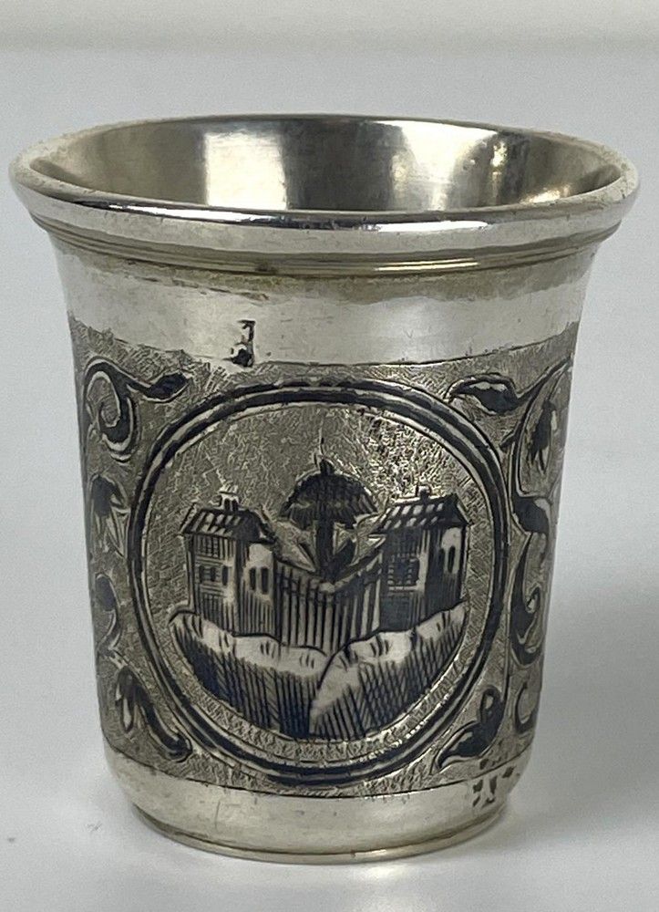 Russian Imperial Silver Niello Vodka Beaker with Tula Decorations ...