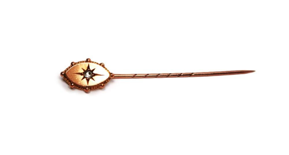 Victorian Rose Gold Diamond Stick Pin, 0.03ct, 4.7cm Length - Stick ...