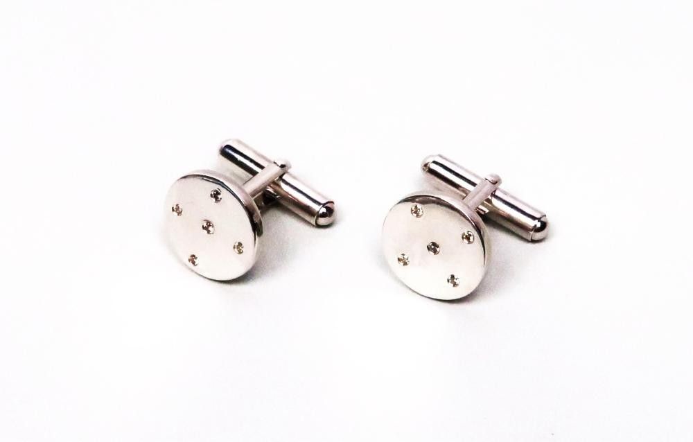 Sterling Silver Diamond Cufflinks with 10 Round Diamonds, 0.10ct ...