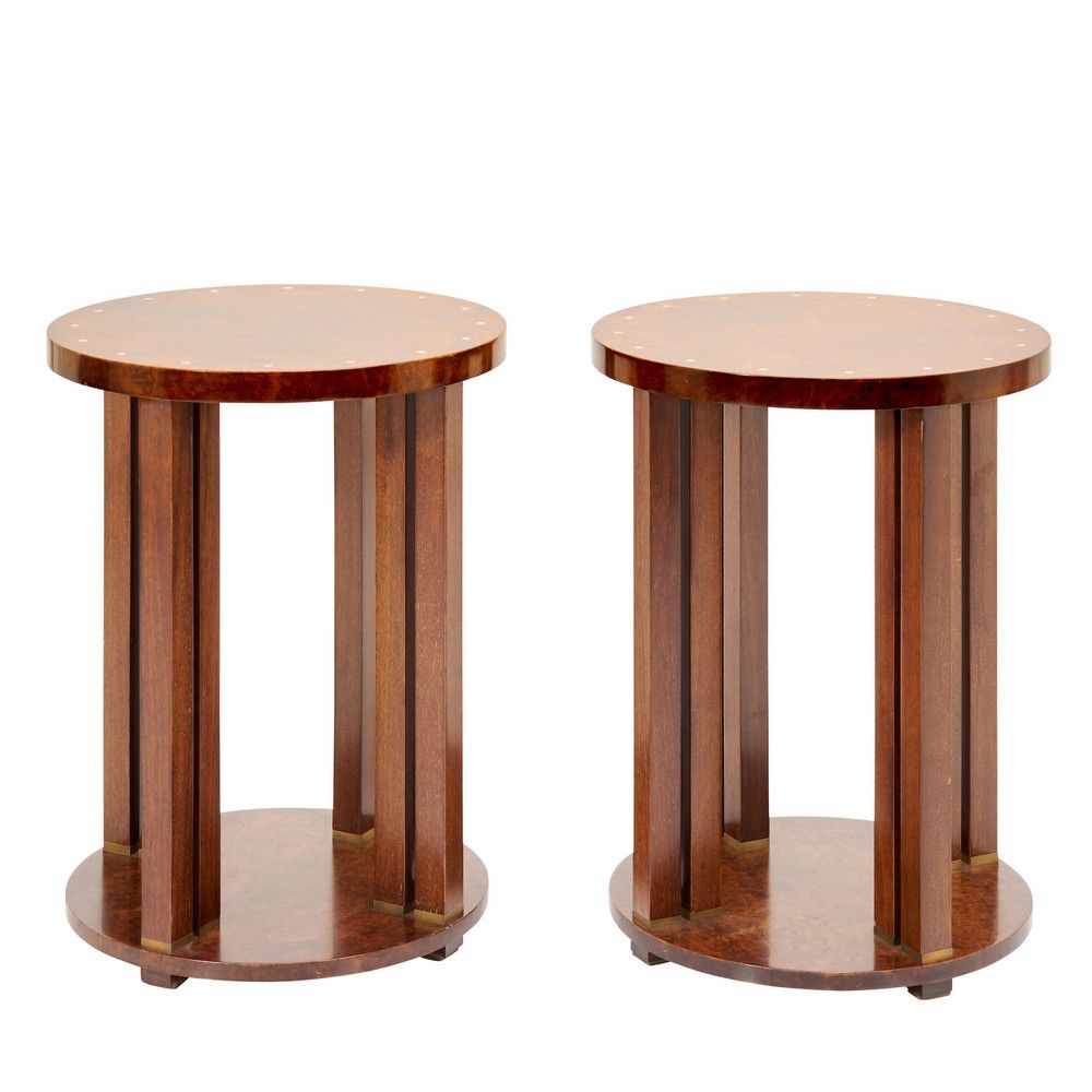 Bainbridge Art Deco Walnut Side Tables with Ivory Details - Australian ...