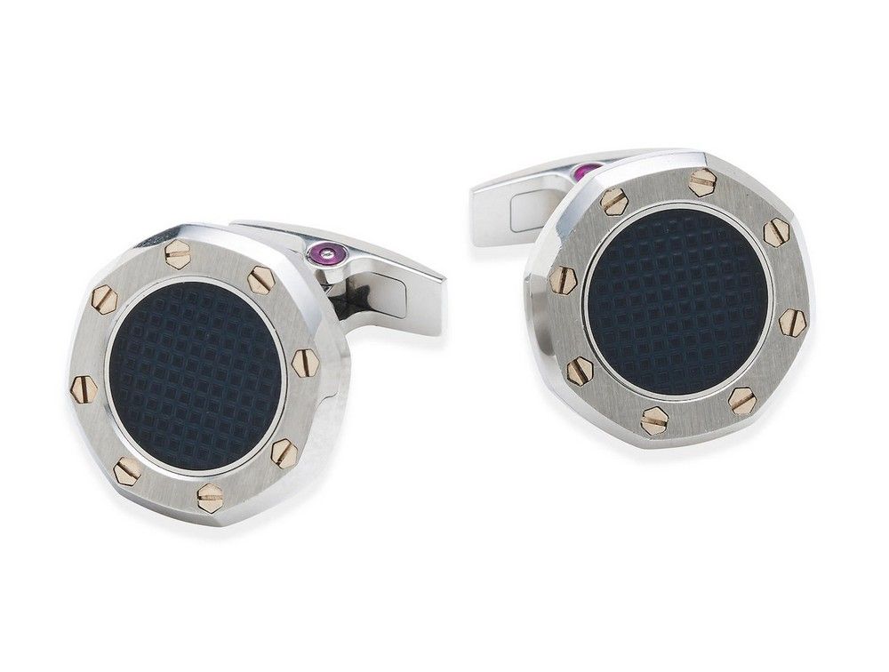 Audemars Piguet Stainless Steel Blue Enamel Cufflinks in Box ...