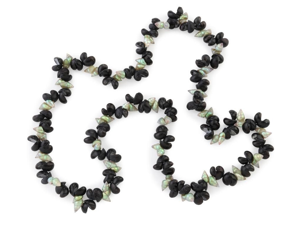 Maireener and black crow shell necklace by Lola Greeno - Necklace/Chain ...