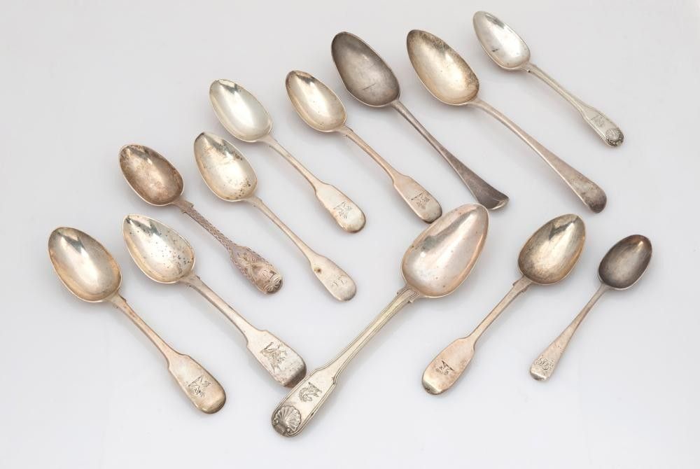 Antique Sterling Silver Spoons Collection, 18th-19th Century, 620g ...