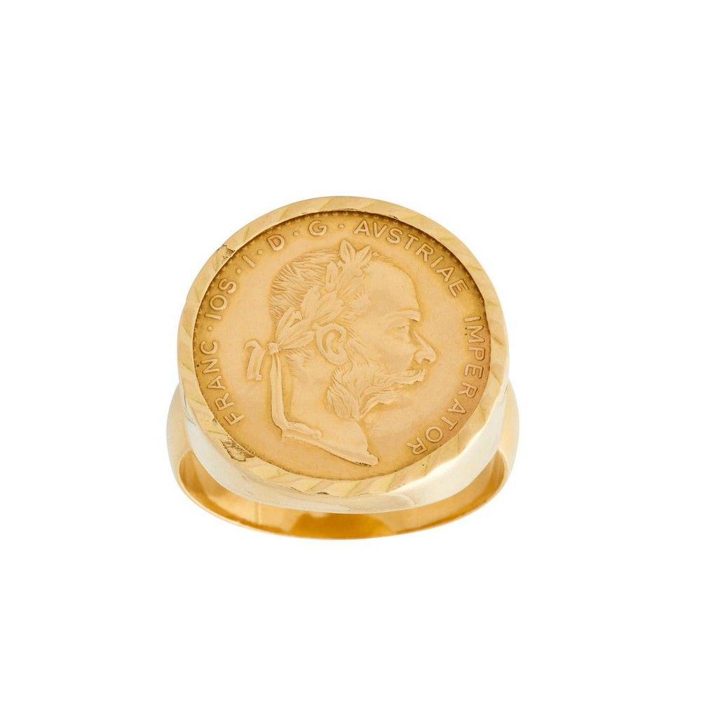 Italian Ducat Coin Signet Ring in 18ct Gold, Size V1/2 - Rings - Jewellery