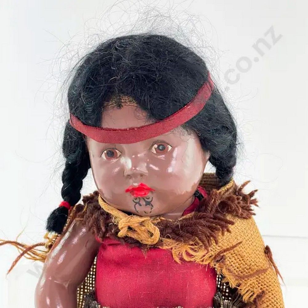 Maori Doll with Black Mohair Wig and Painted Features - Composition ...