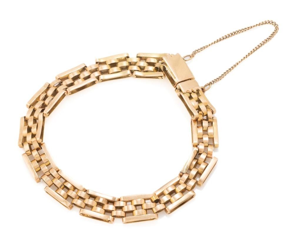 Antique 15ct Gold Gate Link Bracelet with Box Clasp - Bracelets/Bangles ...