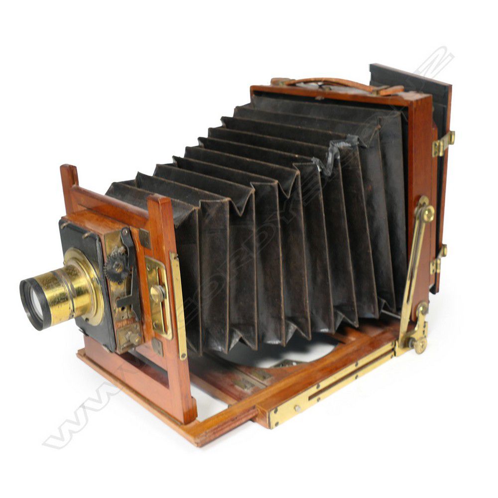 Teak Bellows Camera with Brass Fittings and Lens - Photography ...