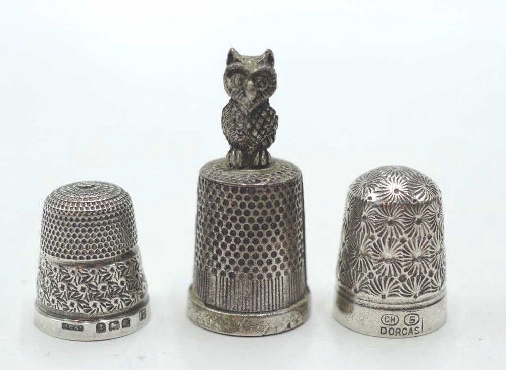 Birmingham 1902 Sterling Silver Thimble with Two Silver Plate - Sewing ...